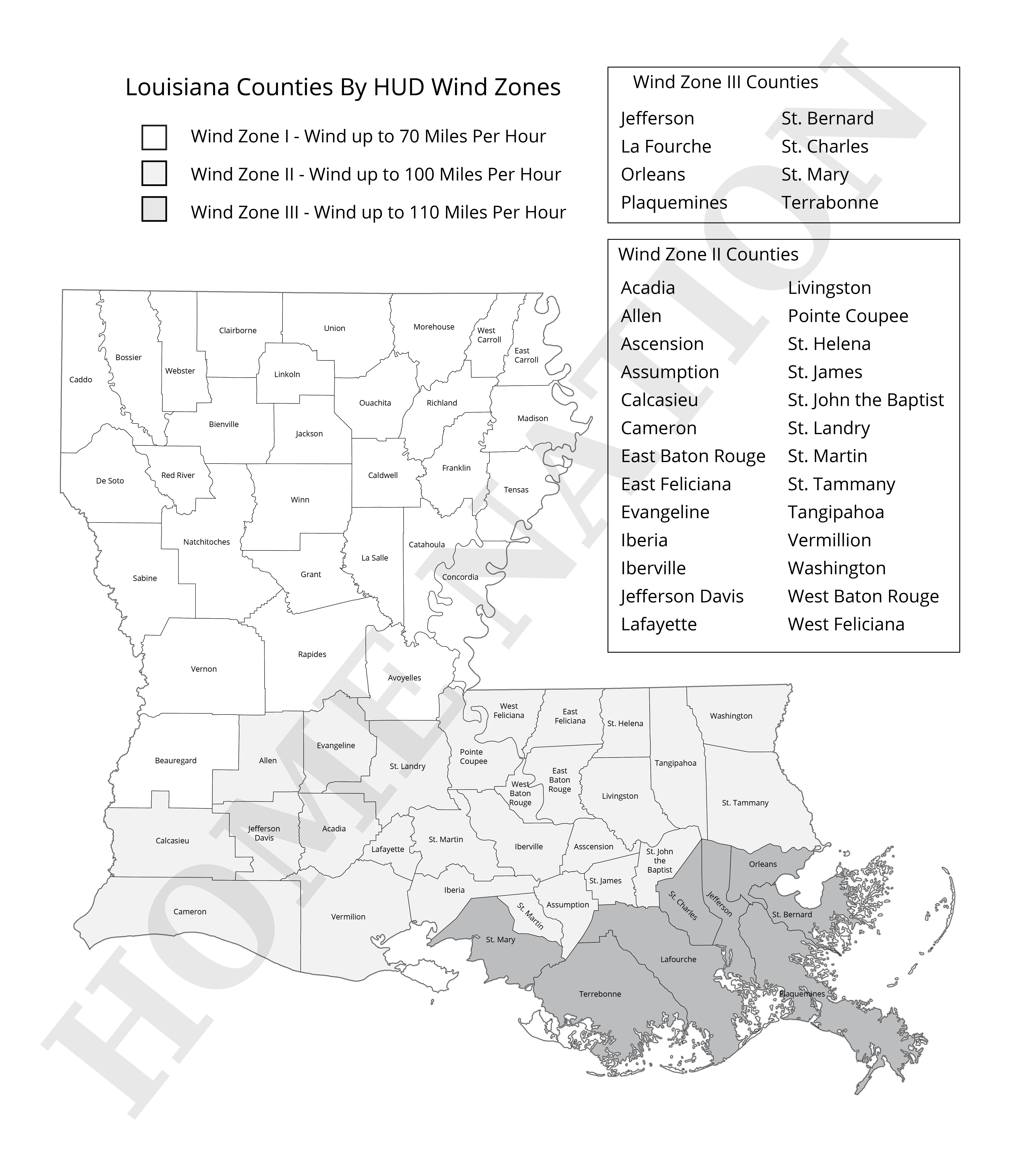 Louisiana wind zone map